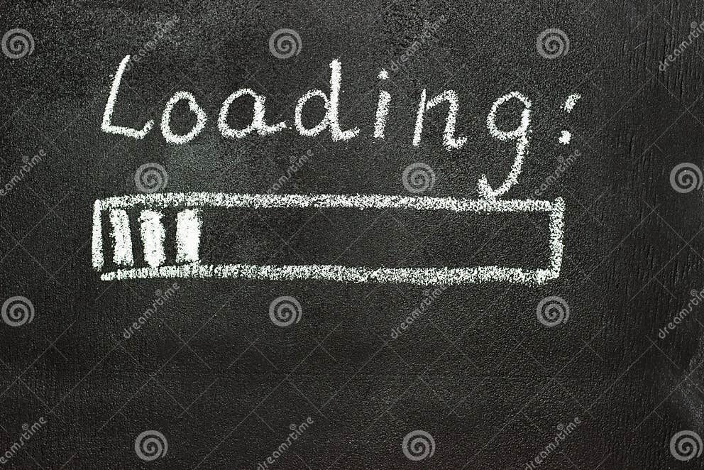 The Loading Process is Shown in White on a Chalkboard. Stop Motion ...