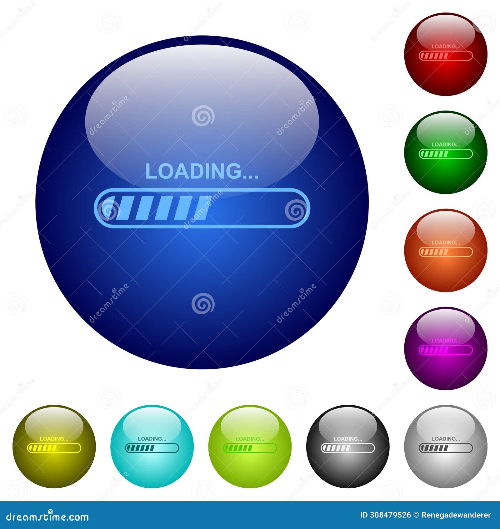 Loading Progress Bar Color Glass Buttons Stock Vector - Illustration of ...