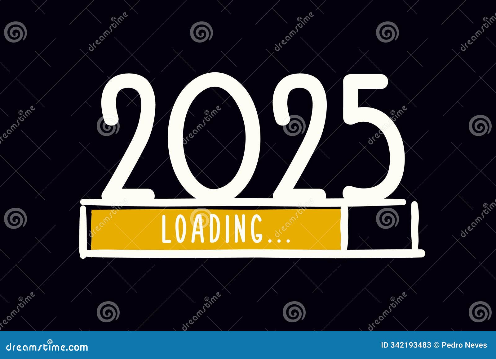 2025 Loading Progress Bar Icon. Vector Doodle Illustration for New Year ...
