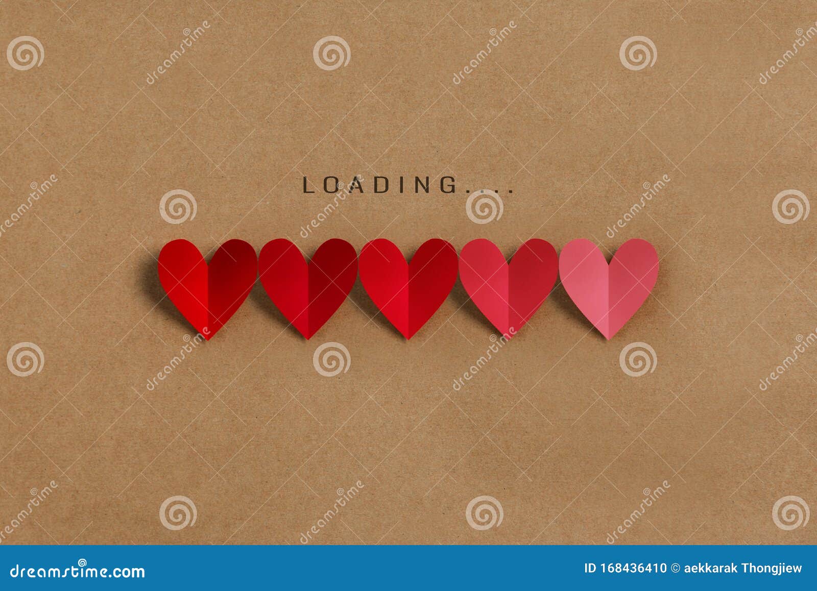 Loading Progress Bar with Red and Pink Hearts on Brown Paper Background ...