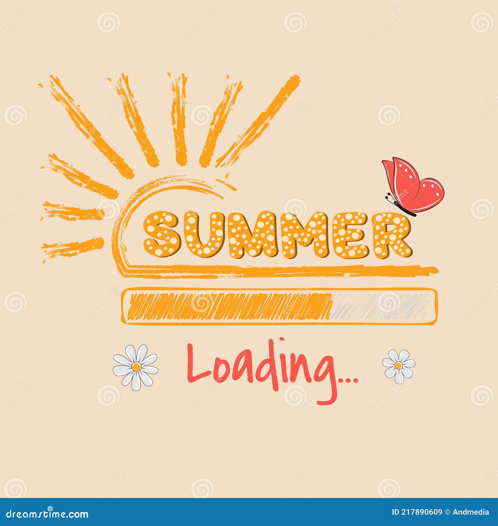 Loading Progress Bar with Text Summer. Vector Illustration. Stock ...