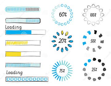 Loading Progress Bar Vector Style in Doodle Style. Updated Progress ...