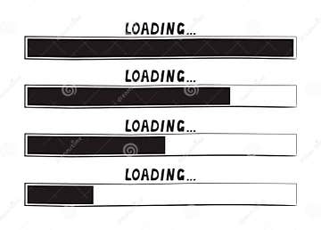Loading Progress Bar Vector Style in Doodle Style. Updated Progress Circle Bar Icons. Slow ...