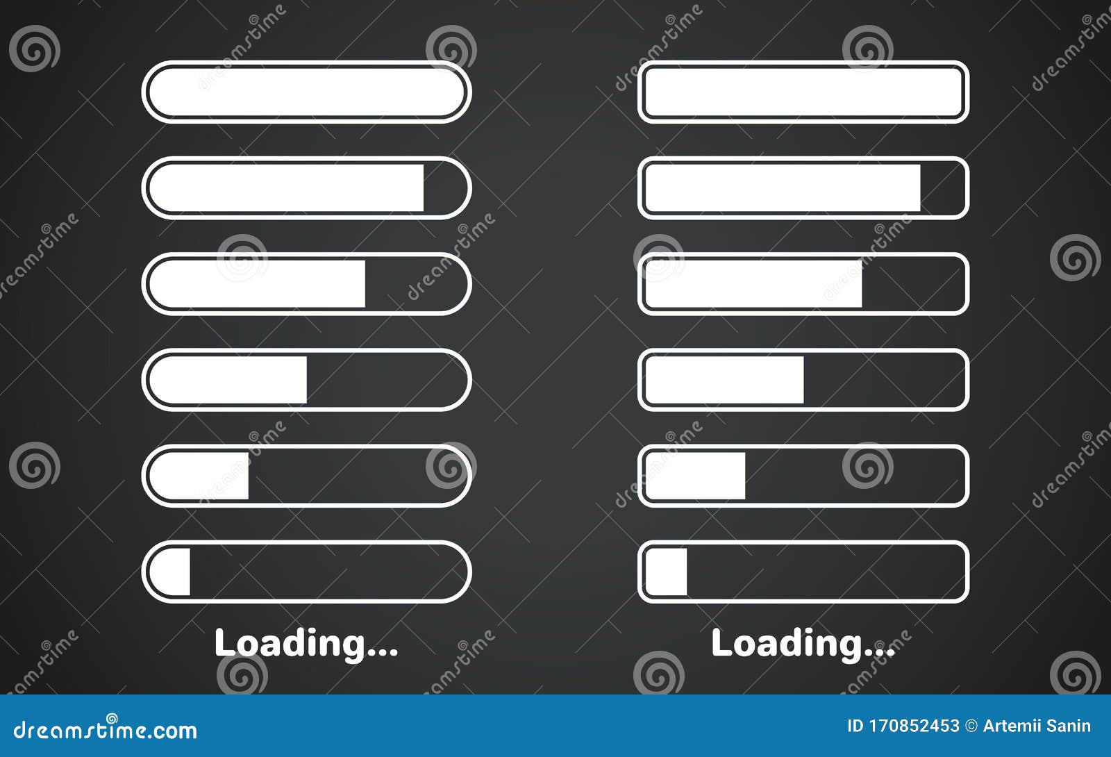 Loading or Progress Bars Set. Different Type Web UI Elements. Vector ...
