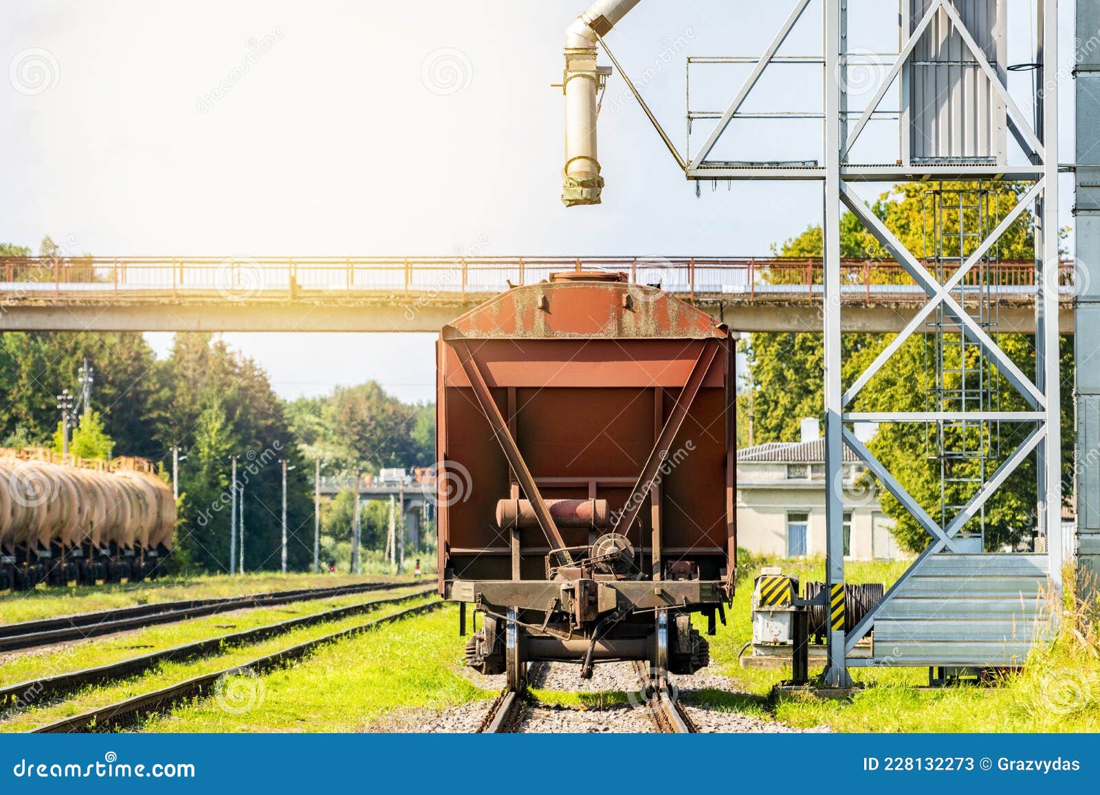 Loading Railway Carriages with Grain Stock Image - Image of road, metal ...