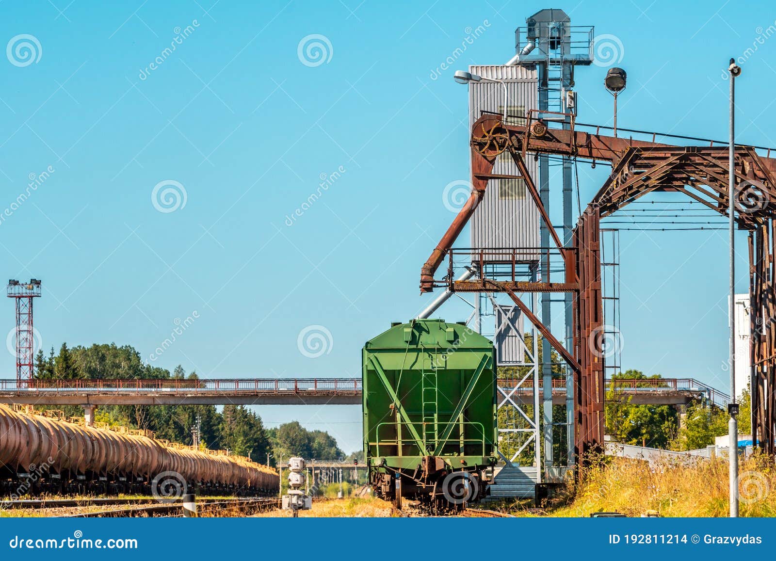 Loading Railway Wagon Standing Near the Elevator Stock Photo - Image of ...