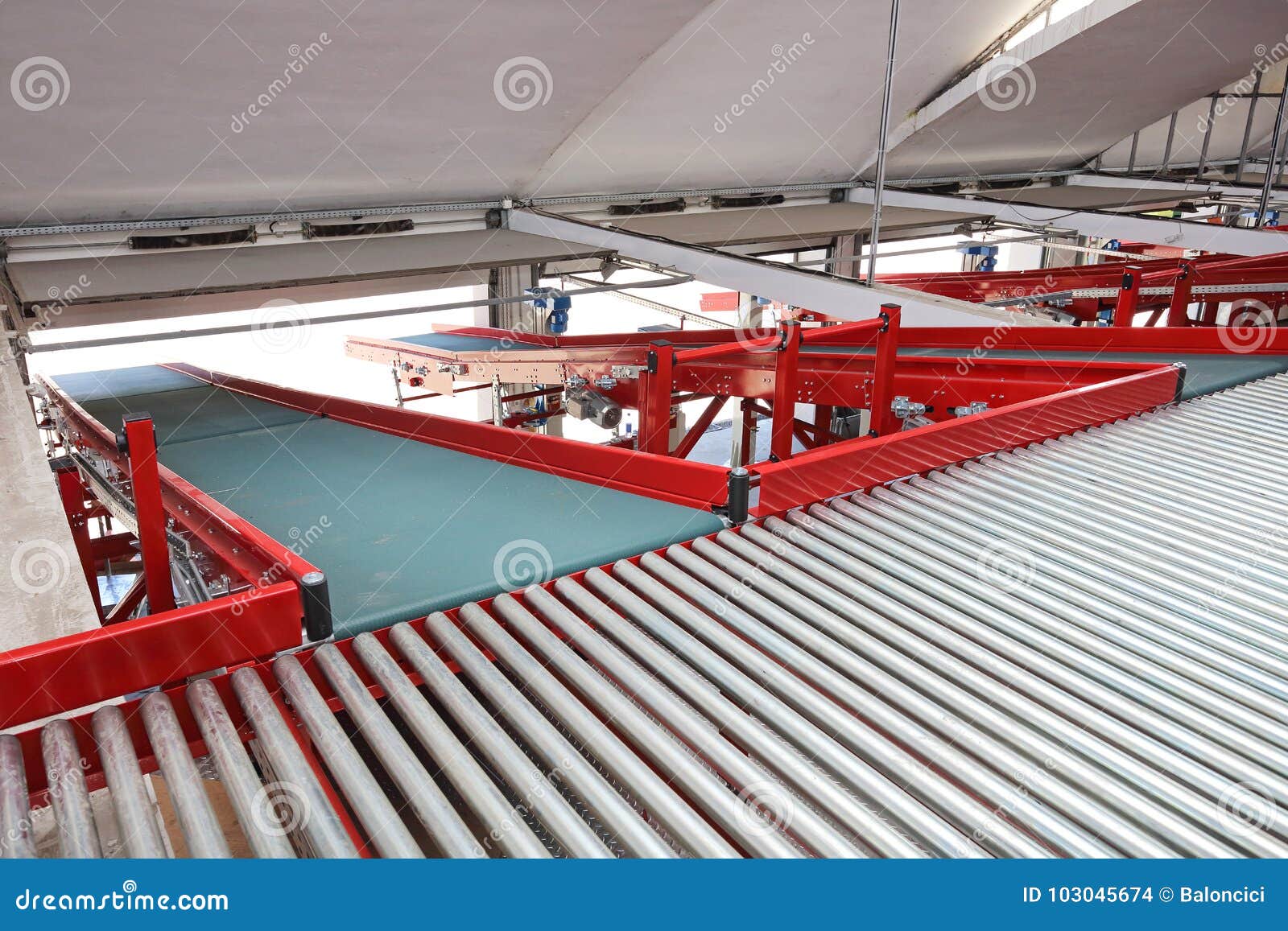 Conveyor Rollers Sorting stock photo. Image of factory - 103045674