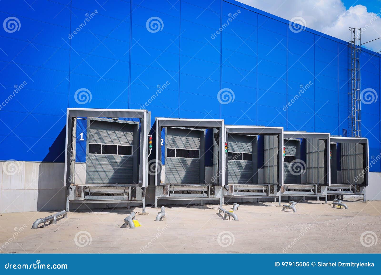 Loading Ramp Doors at Distribution Center. Modern Logistics Center ...