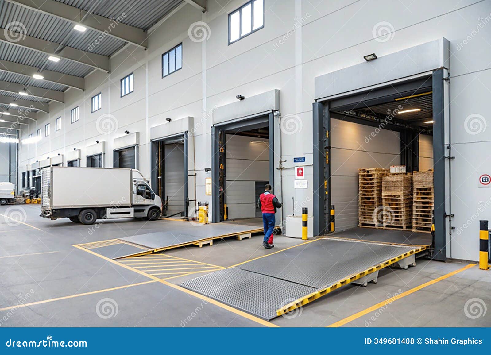 Loading Ramp Doors at Distribution Center. Modern Logistics Center ...