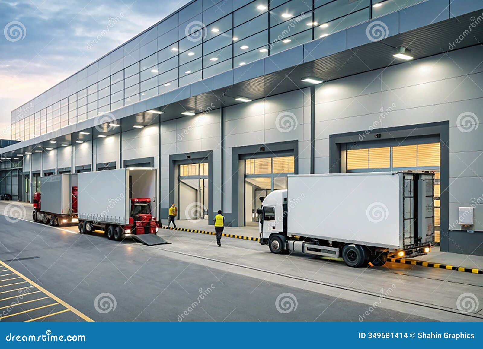 Loading Ramp Doors at Distribution Center. Modern Logistics Center ...