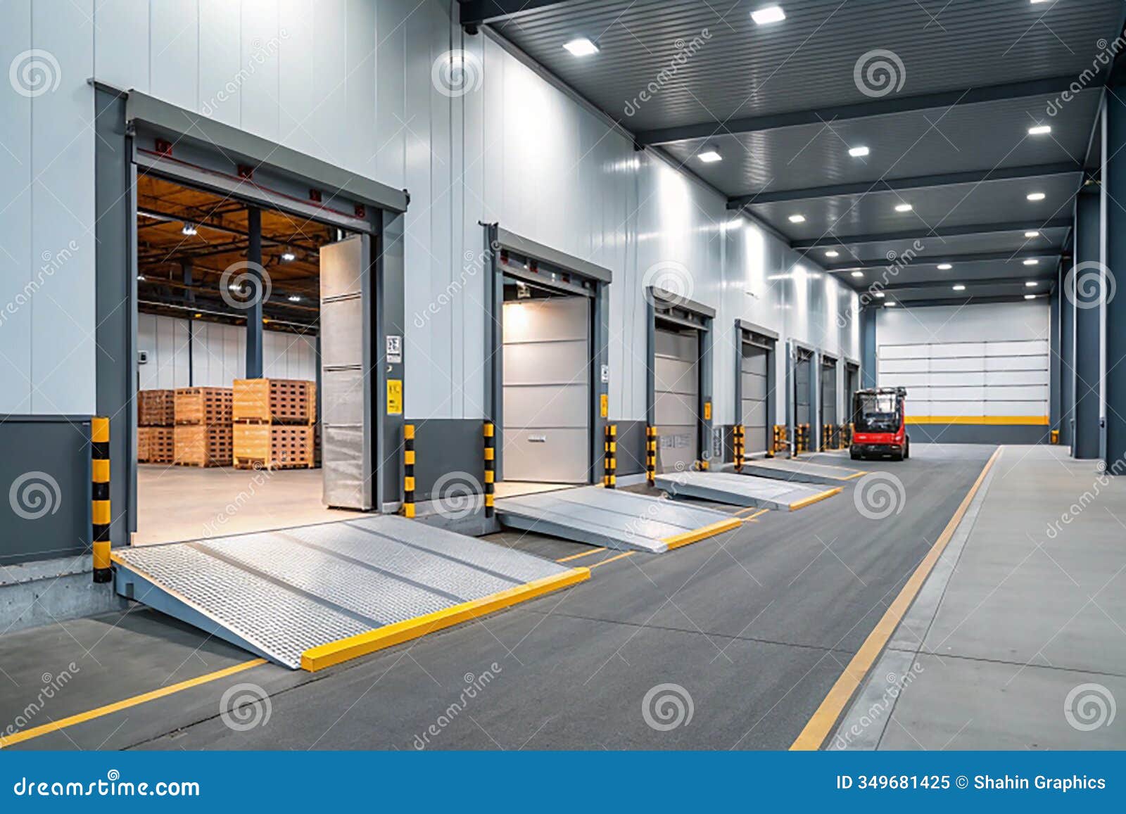 Loading Ramp Doors at Distribution Center. Modern Logistics Center ...