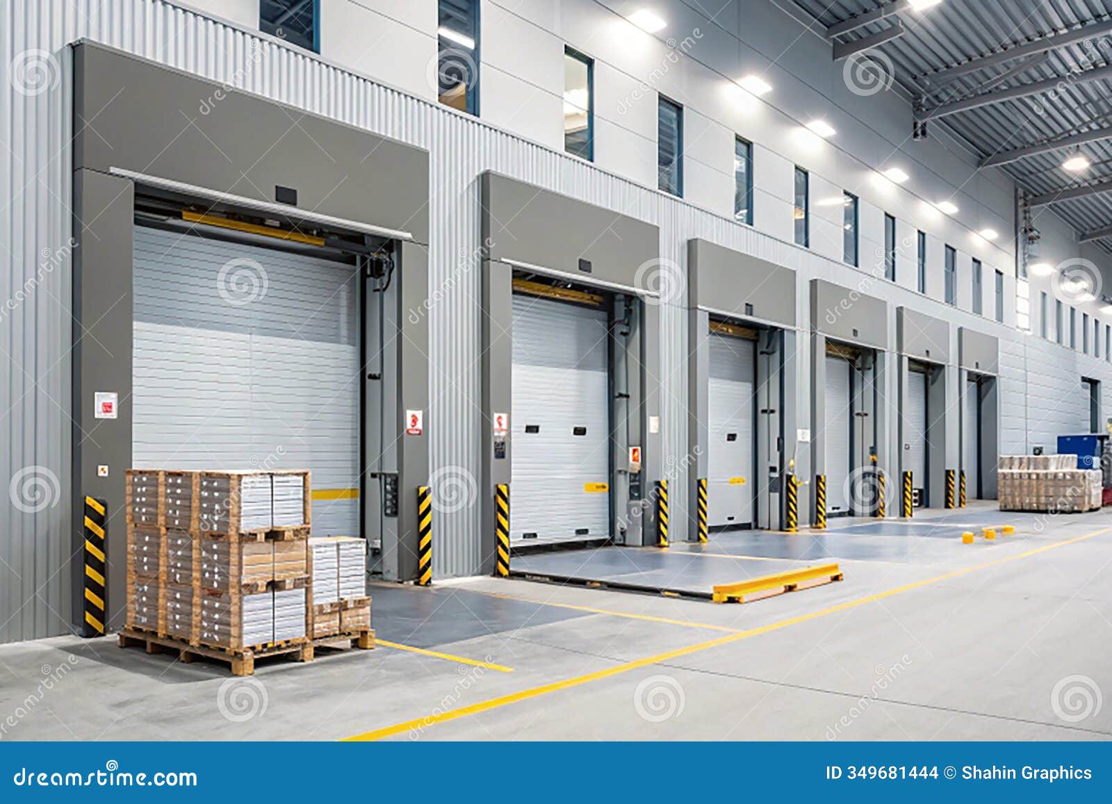 Loading Ramp Doors at Distribution Center. Modern Logistics Center ...