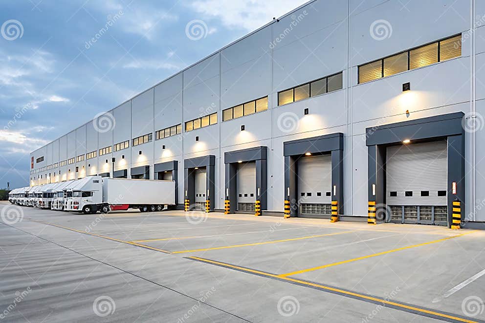 Loading Ramp Doors at Distribution Center. Modern Logistics Center ...