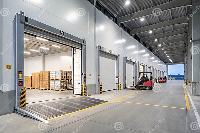 Loading Ramp Doors at Distribution Center. Modern Logistics Center ...