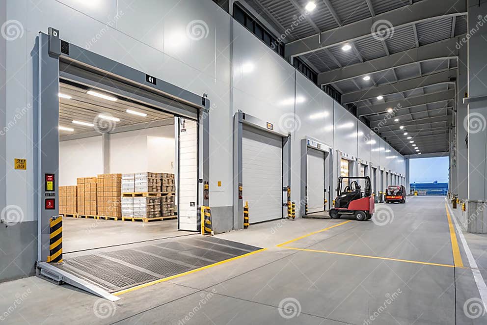 Loading Ramp Doors at Distribution Center. Modern Logistics Center ...
