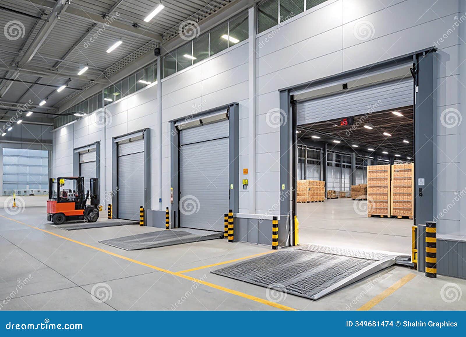 Loading Ramp Doors at Distribution Center. Modern Logistics Center ...