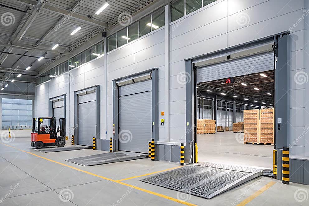Loading Ramp Doors at Distribution Center. Modern Logistics Center ...