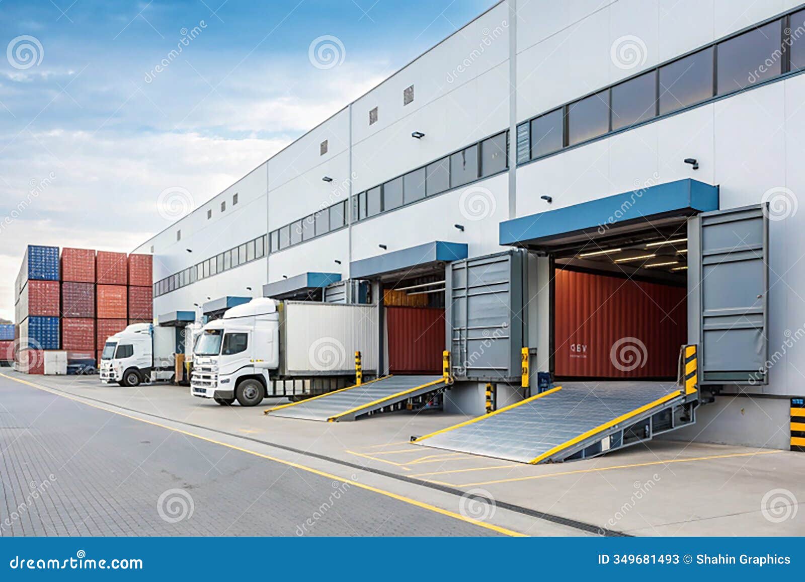 Loading Ramp Doors at Distribution Center. Modern Logistics Center ...