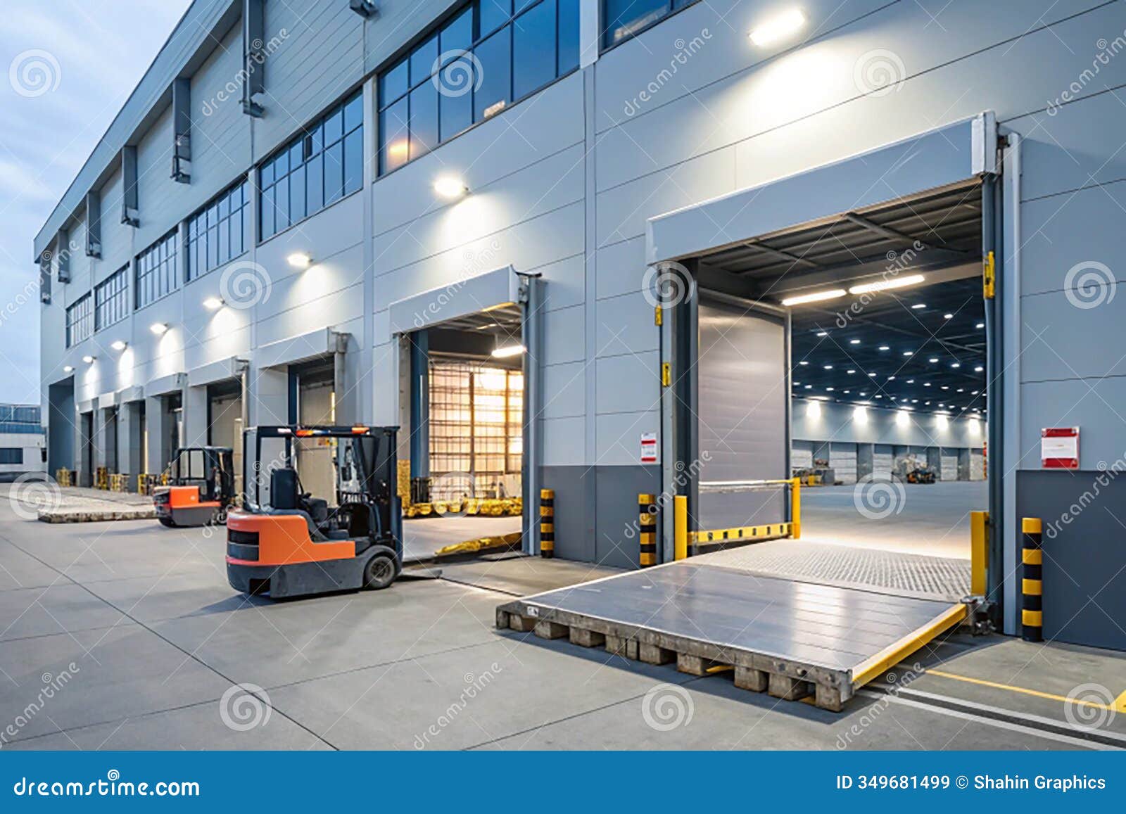 Loading Ramp Doors at Distribution Center. Modern Logistics Center ...