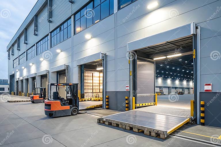 Loading Ramp Doors at Distribution Center. Modern Logistics Center ...