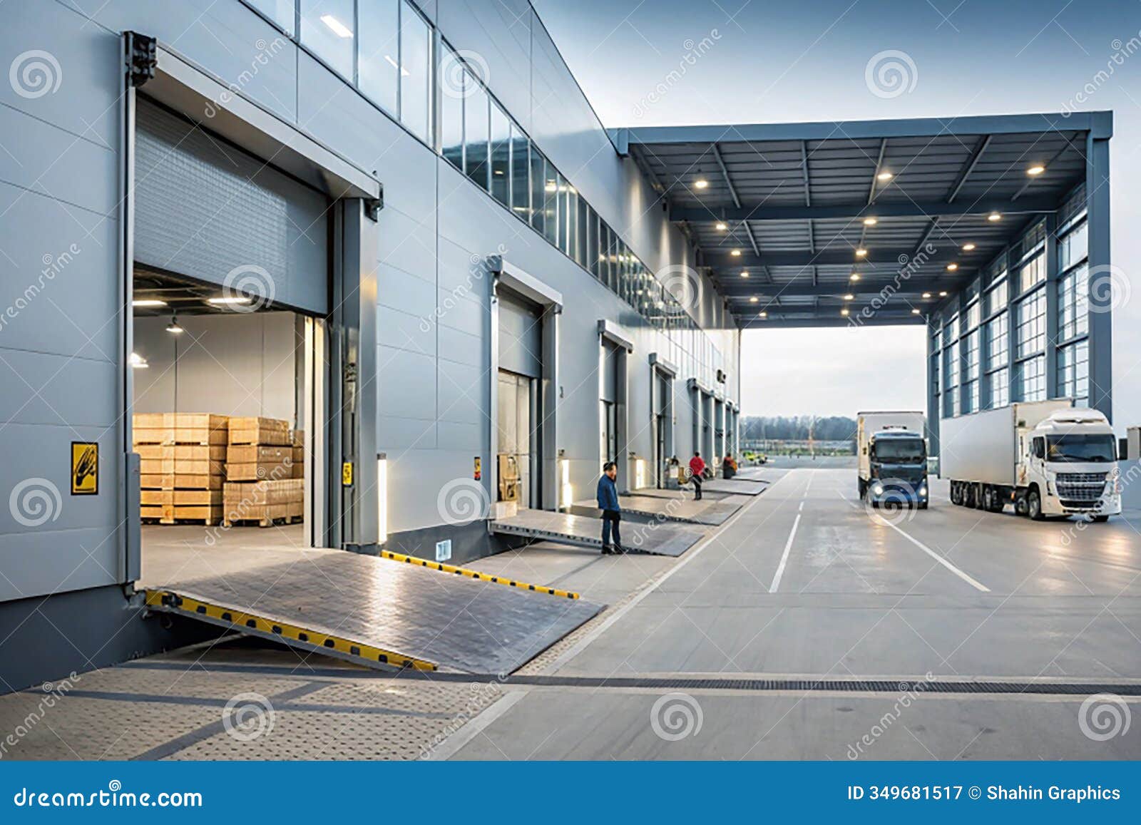 Loading Ramp Doors at Distribution Center. Modern Logistics Center ...
