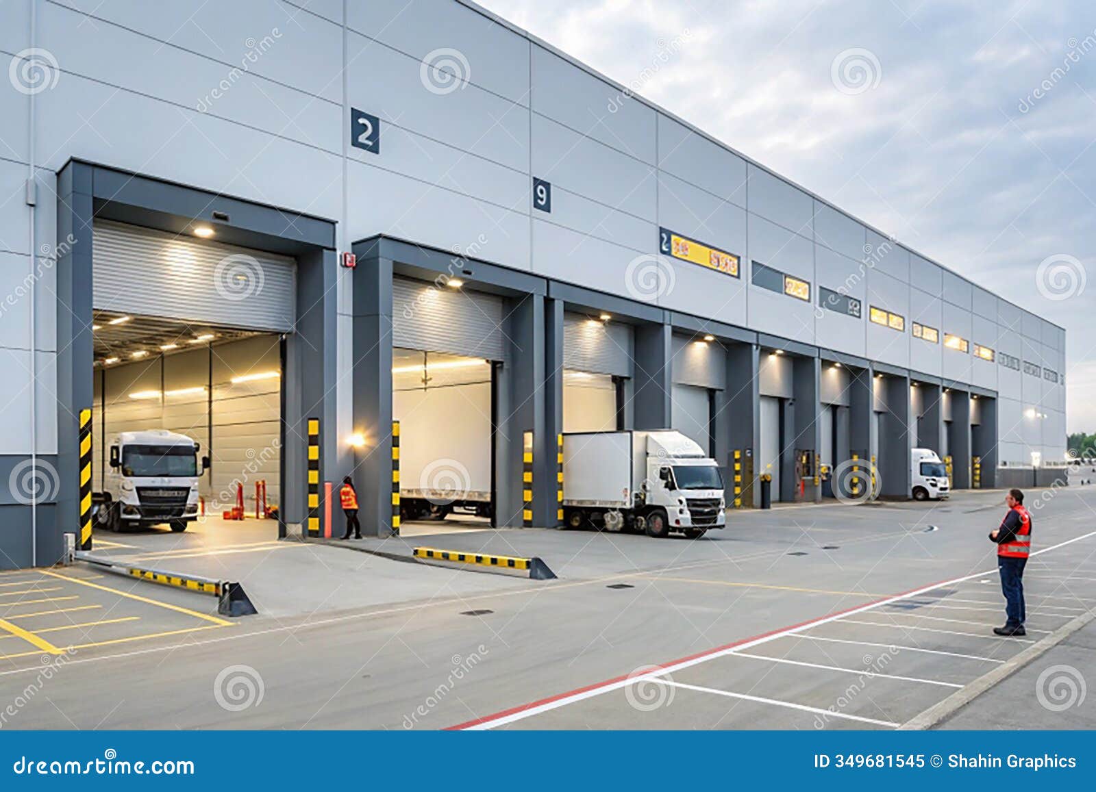Loading Ramp Doors at Distribution Center. Modern Logistics Center ...