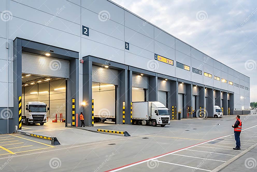 Loading Ramp Doors at Distribution Center. Modern Logistics Center ...