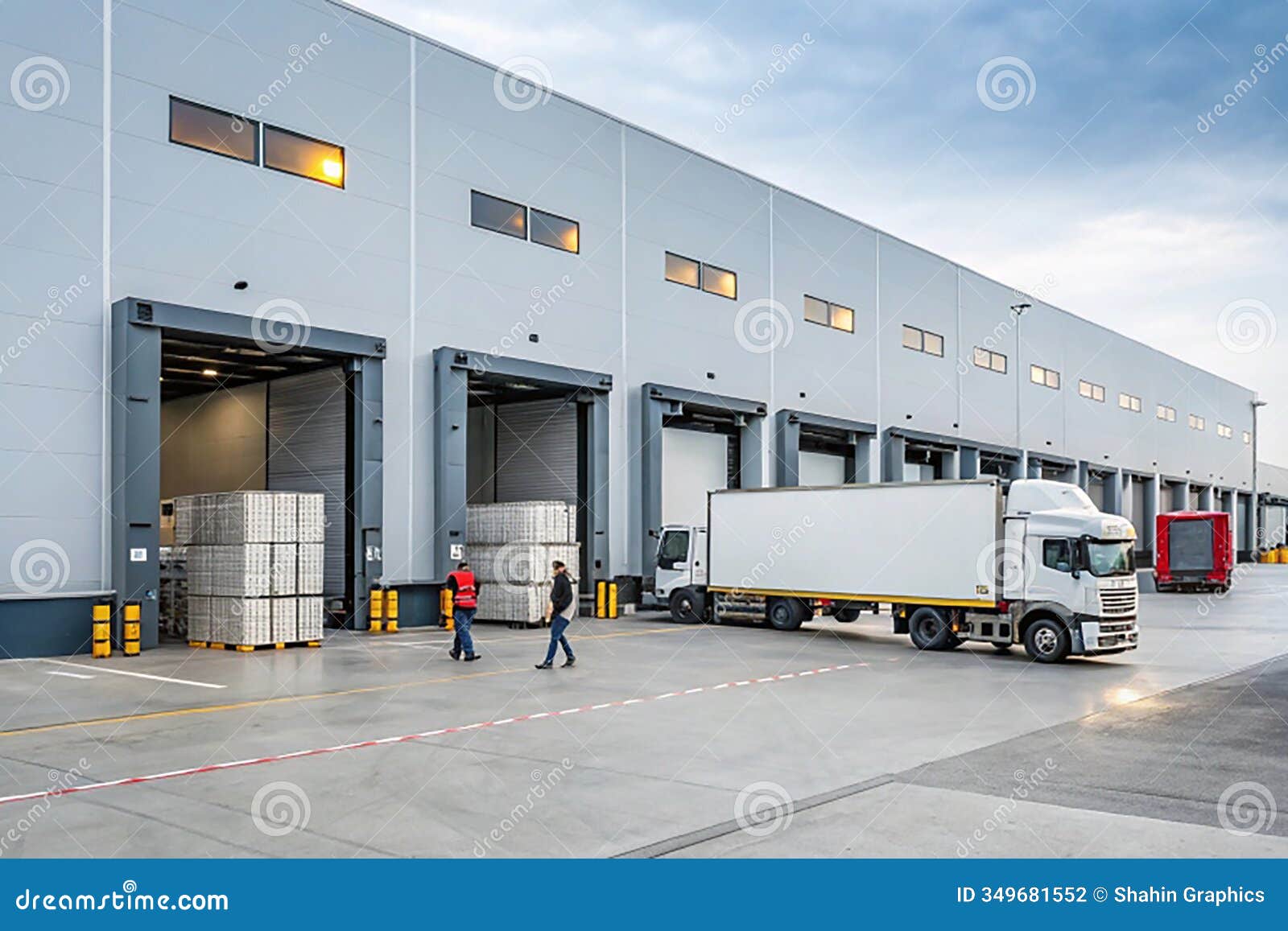 Loading Ramp Doors at Distribution Center. Modern Logistics Center ...