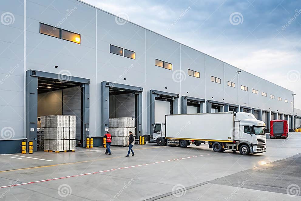 Loading Ramp Doors at Distribution Center. Modern Logistics Center ...