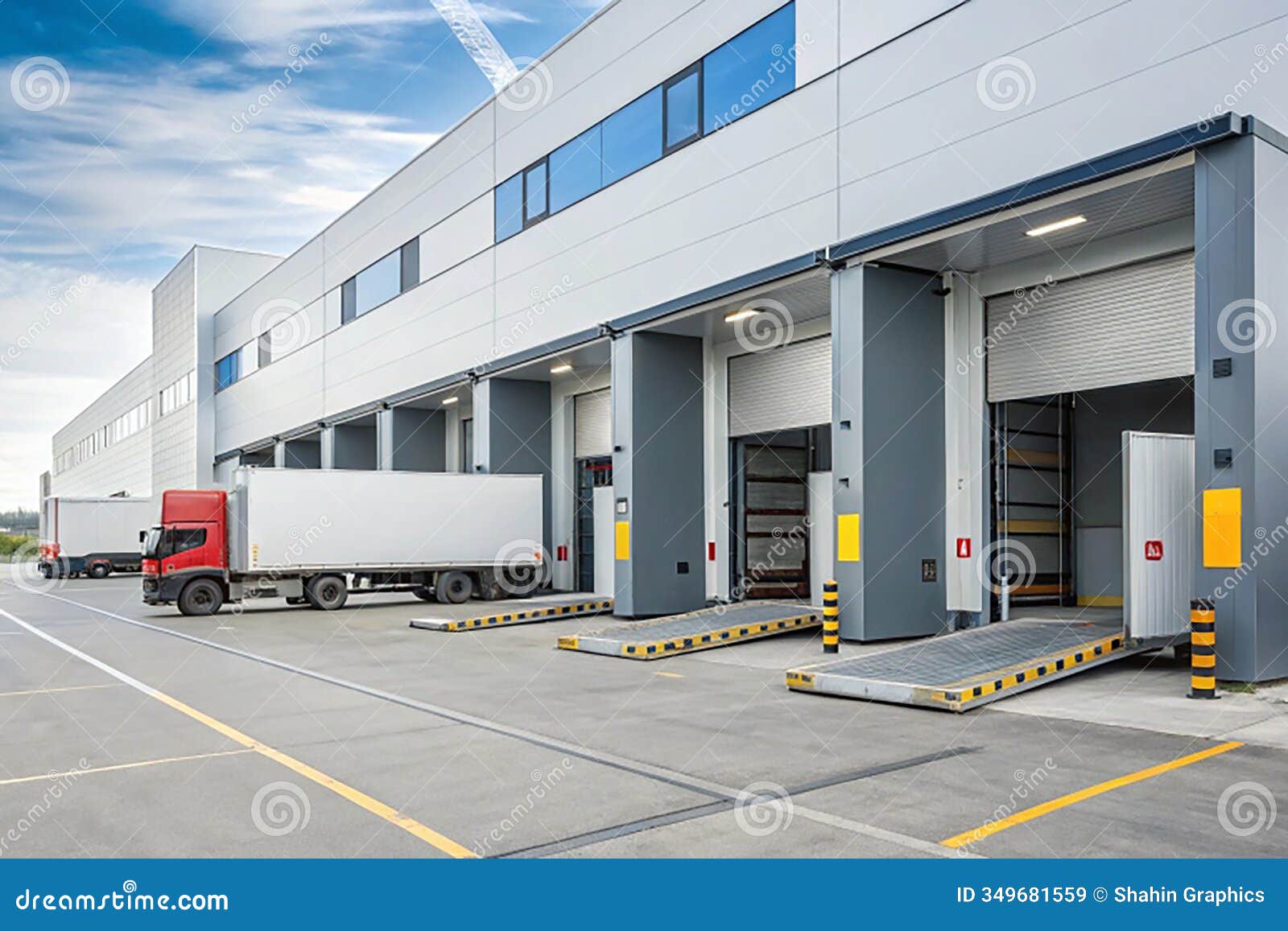Loading Ramp Doors at Distribution Center. Modern Logistics Center ...