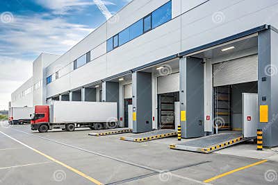 Loading Ramp Doors at Distribution Center. Modern Logistics Center ...
