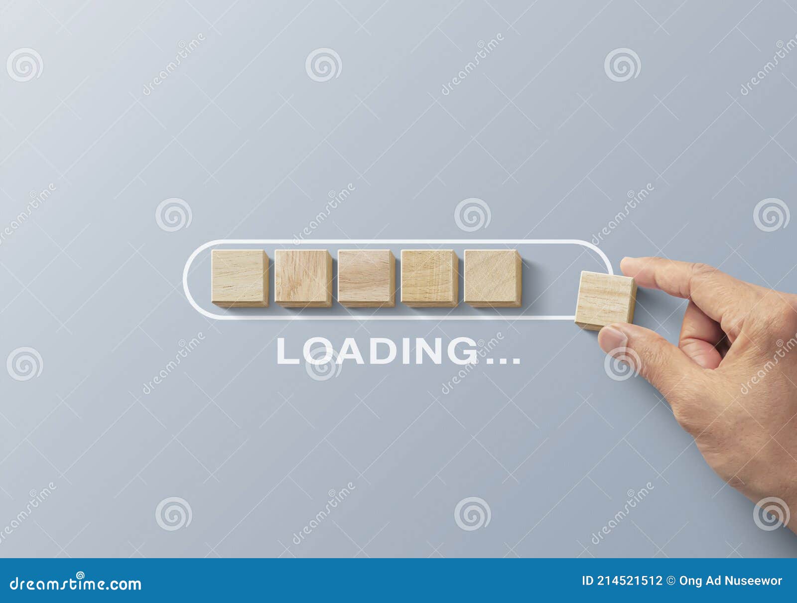 Loading, Reboot, Refresh or Mindset Concept. Hand Putting Wooden Blocks ...