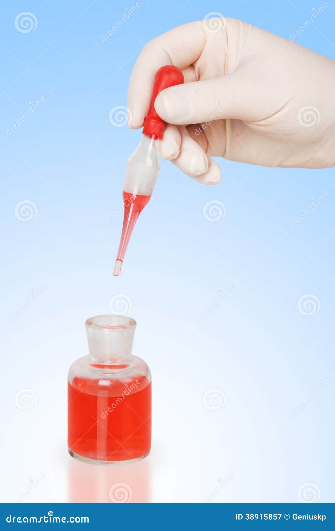Loading Red Liquid Sample with a Pipette in Hand Stock Image - Image of ...