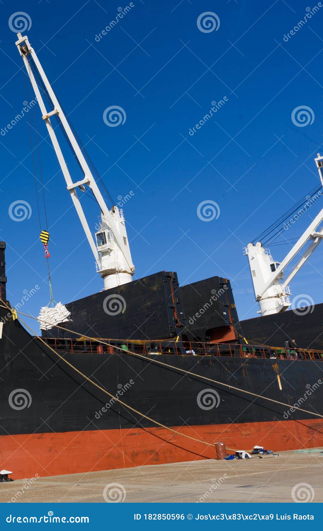 Loading Rice on a Ship in Port Stock Photo - Image of food, freight ...