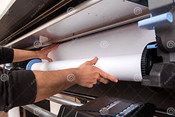 Loading Roll of Paper on Printer Stock Photo - Image of paper, loading ...