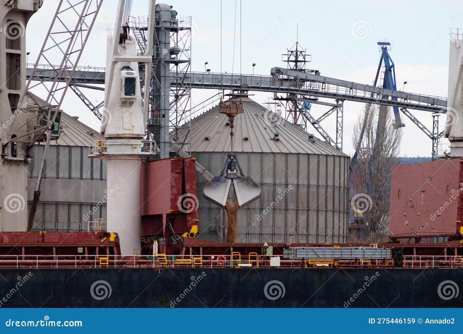 Loading Sand Onto a Cargo Barge in a Seaport Stock Image - Image of ...