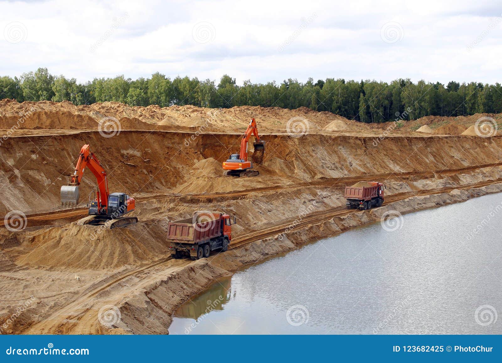 Loading Sand into Trucks on the Sandy Career Stock Image - Image of ...