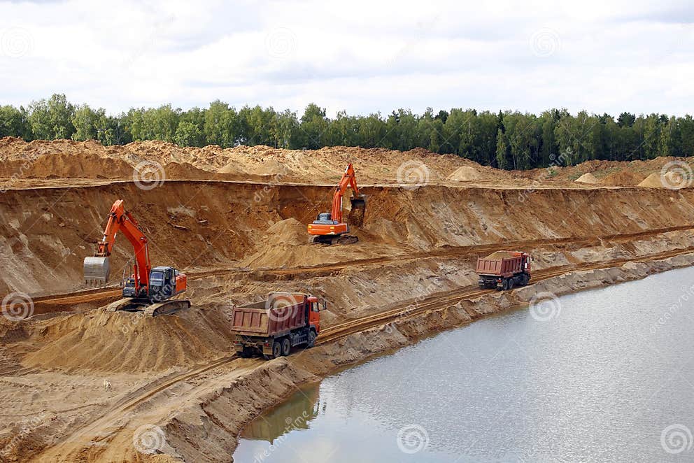 Loading Sand into Trucks on the Sandy Career Stock Image - Image of ...