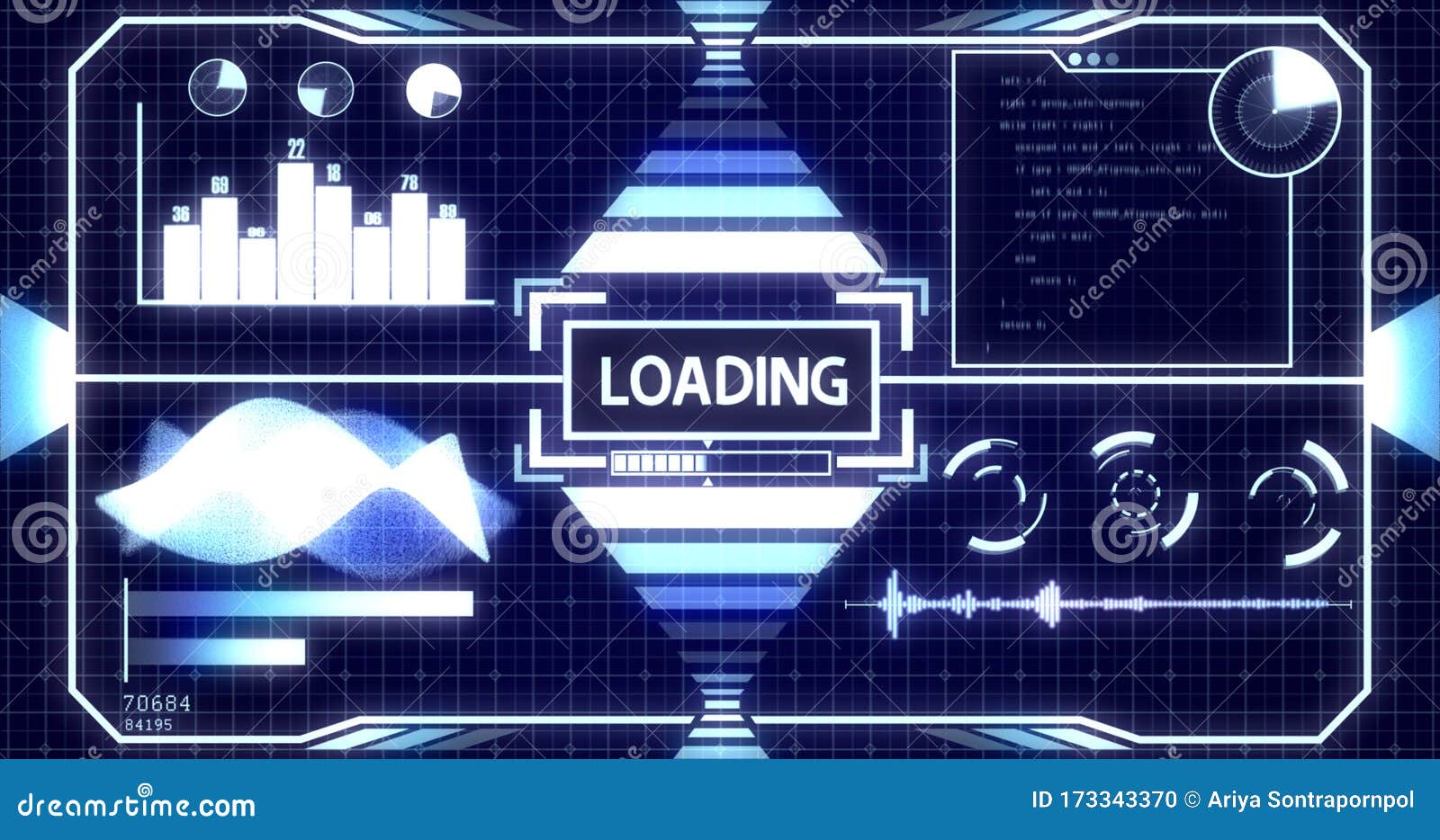 4K Fururistic Digital Loading Screen HUD with Process Bar and Digital ...