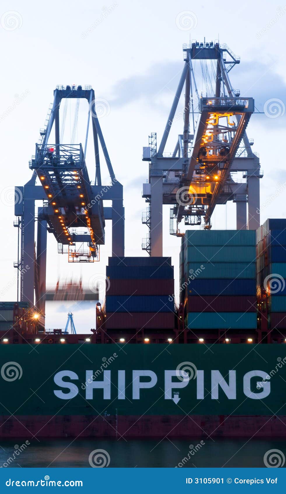 Loading of a Sea-going Cargo Stock Image - Image of racks, reflection ...