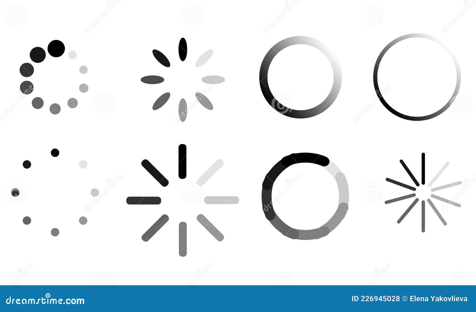 Loading a Set of Icons in Black and White. Stock Vector - Illustration ...