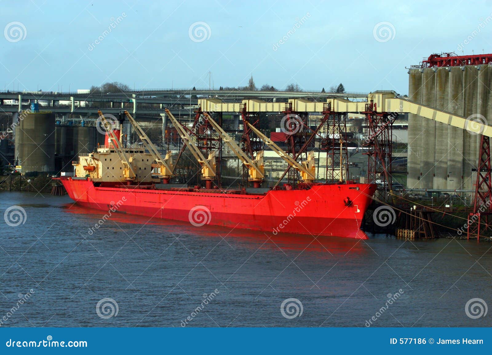 Loading ship. stock photo. Image of stern, river, ship - 577186
