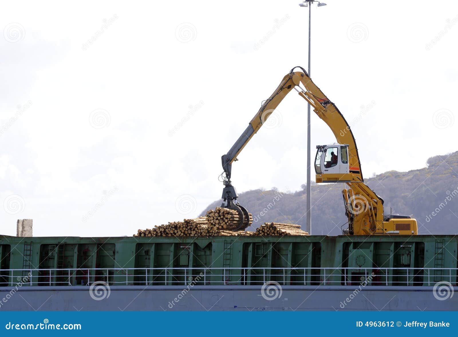 Loading ship with logs stock photo. Image of heavy, ship - 4963612
