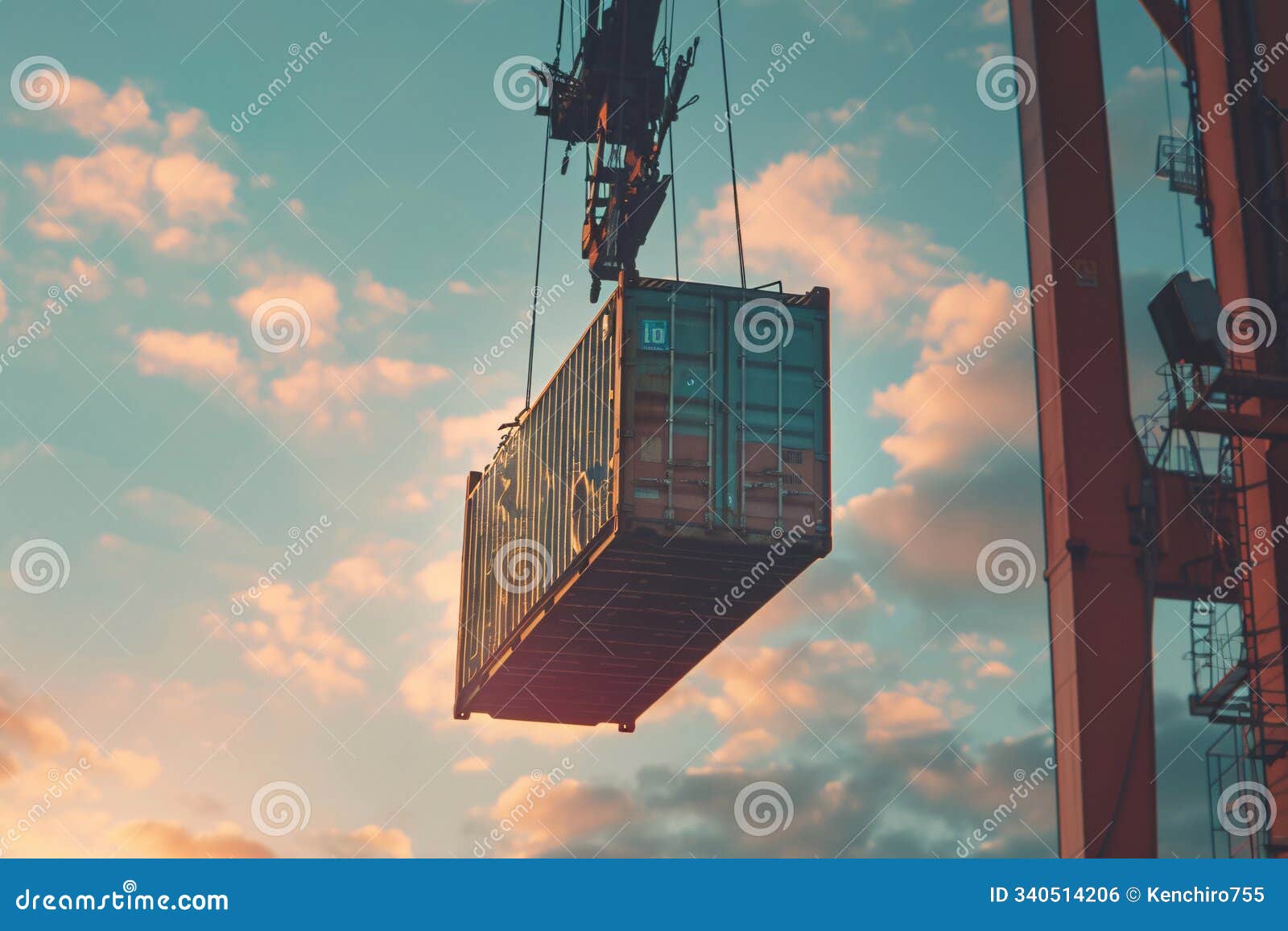 Loading Shipping Container at Sunset Creates Striking Visual. Stock ...