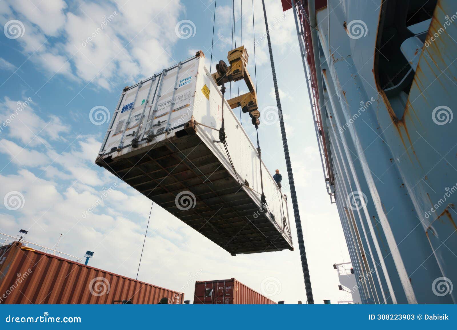 Loading Shipping Containers in Port with Cranes Stock Image - Image of ...