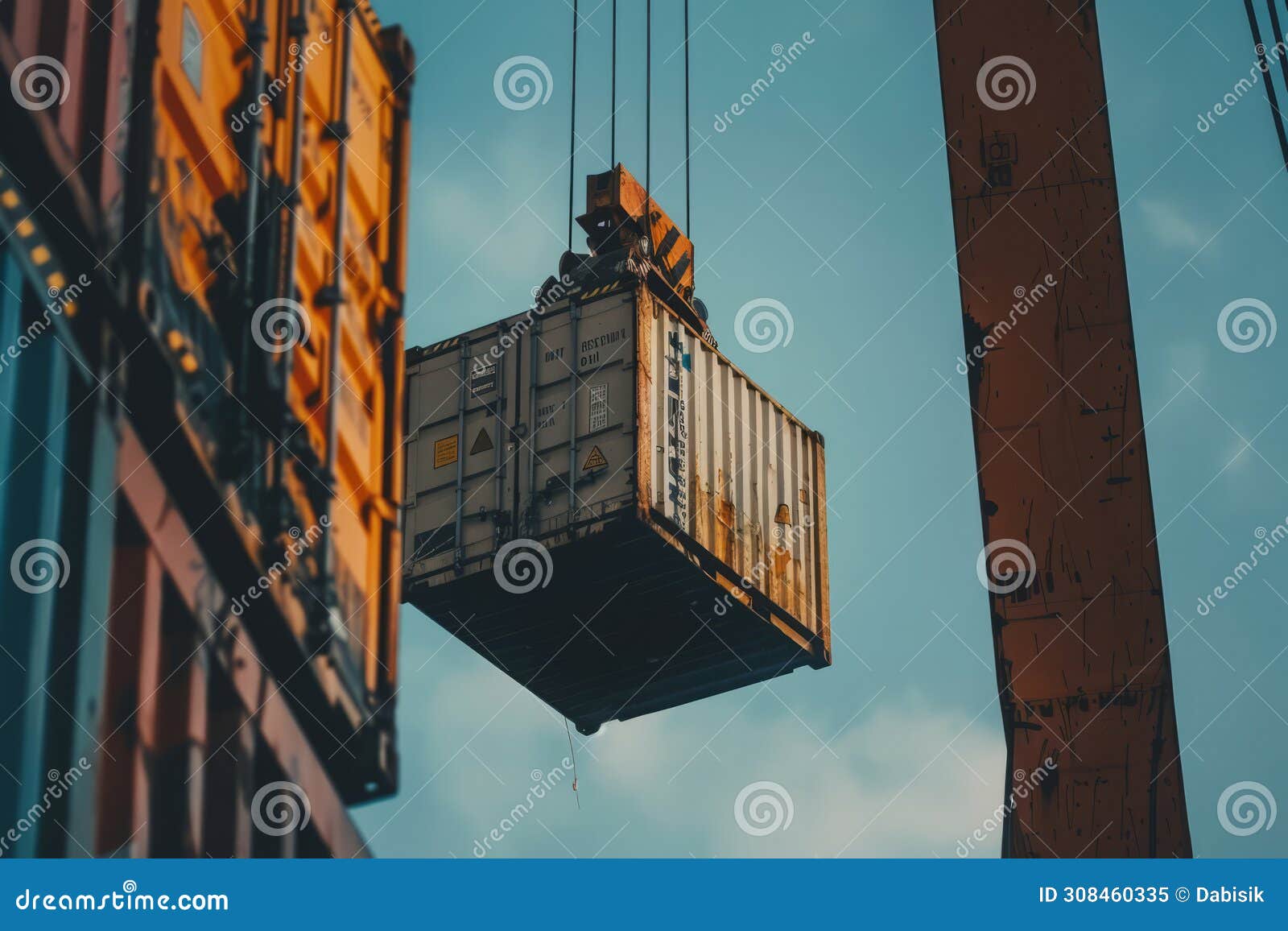 Loading Shipping Containers in Port with Cranes Stock Image - Image of ...
