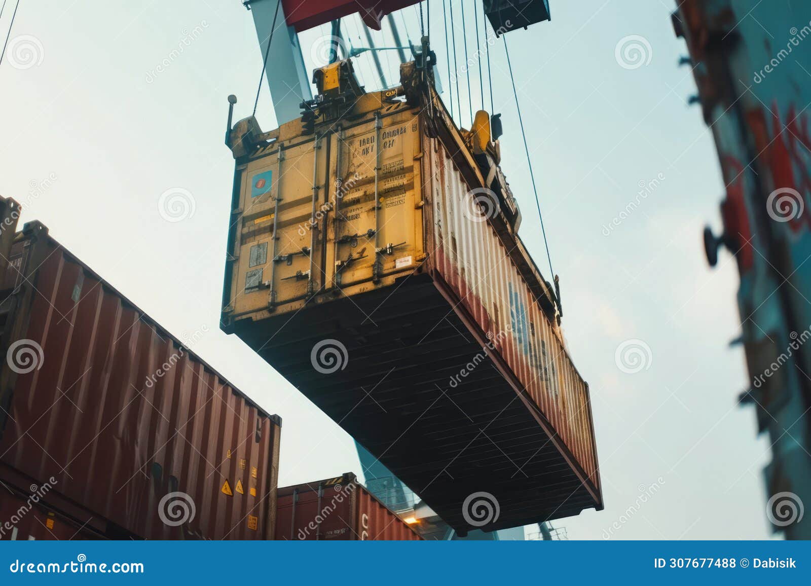 Loading Shipping Containers in Port with Cranes Stock Photo - Image of ...