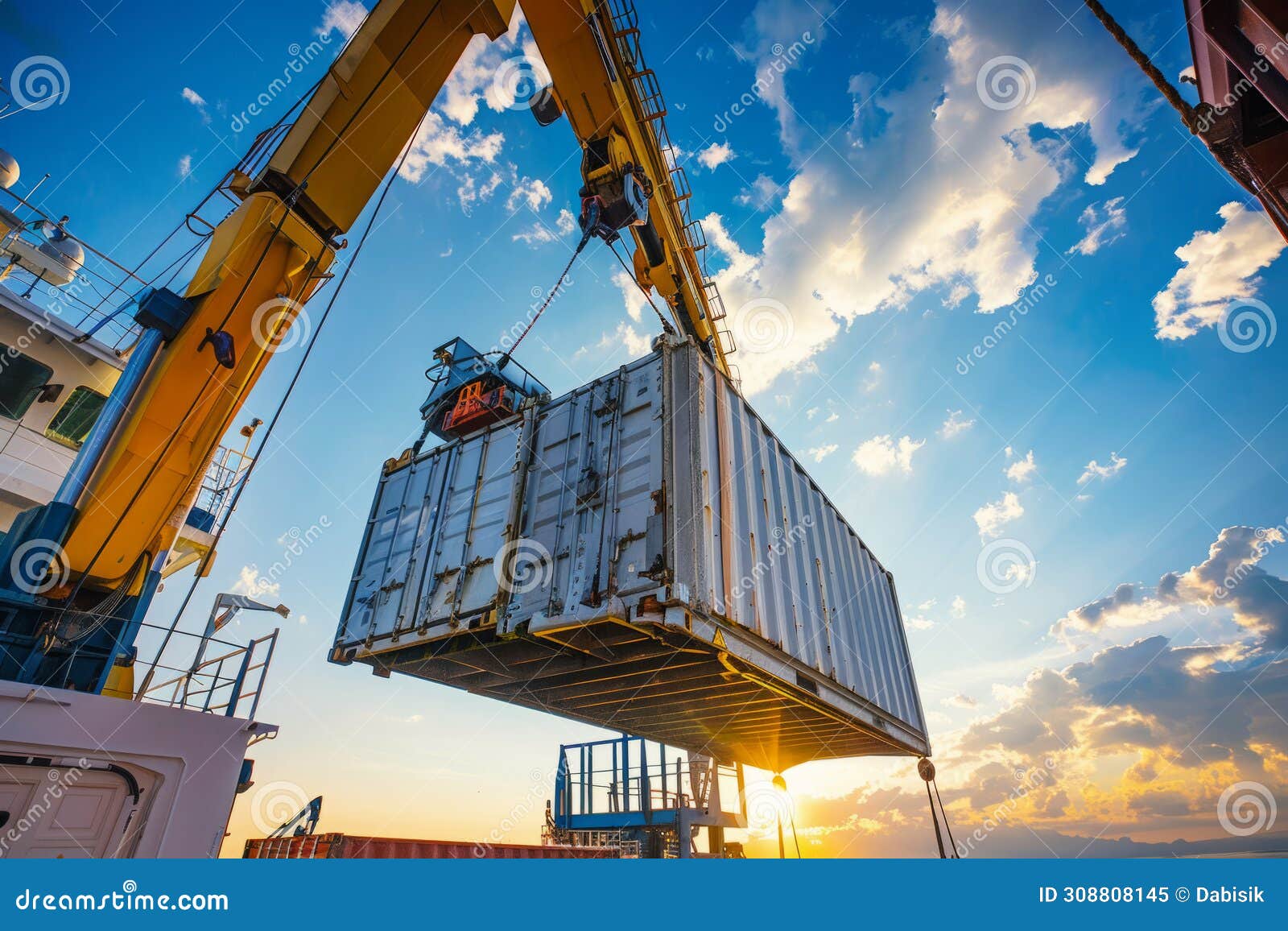 Loading Shipping Containers in Port with Cranes Stock Image - Image of ...
