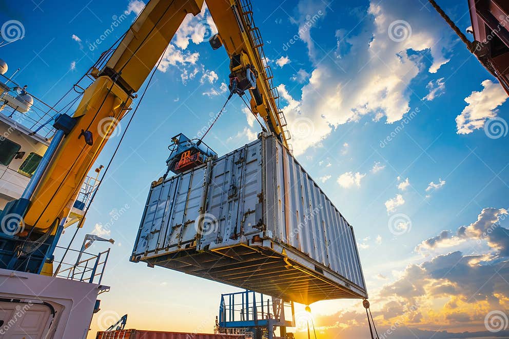 Loading Shipping Containers in Port with Cranes Stock Image - Image of ...