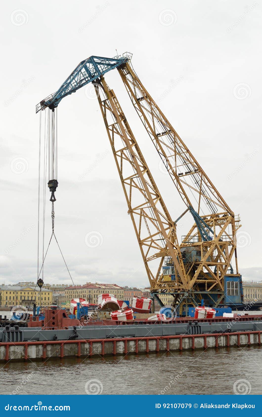 Loading of ships in port. stock image. Image of water - 92107079
